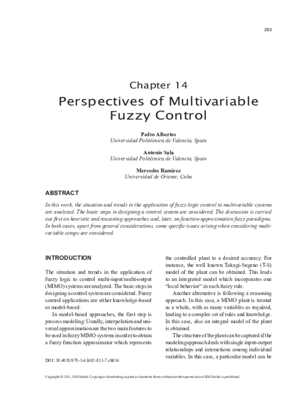 (PDF) Multivariable Fuzzy Control Trends and Design