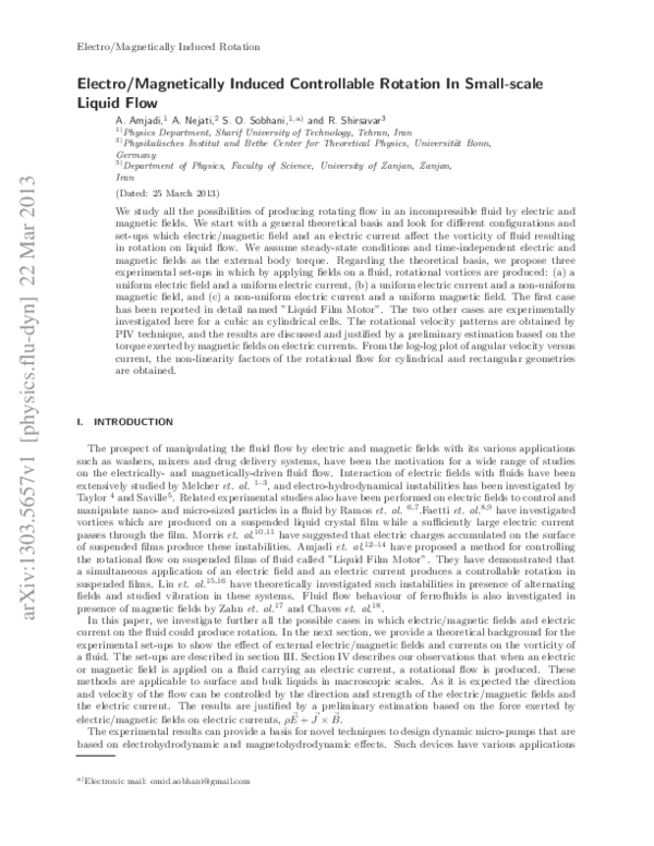 (PDF) Controllable Liquid Flow via Electric and Magnetic Fields