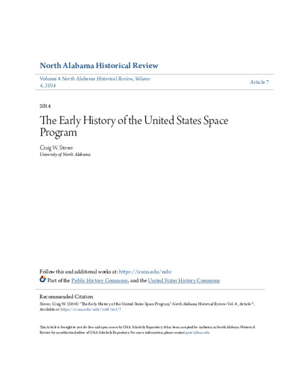 (PDF) The Early History of the United States Space Program