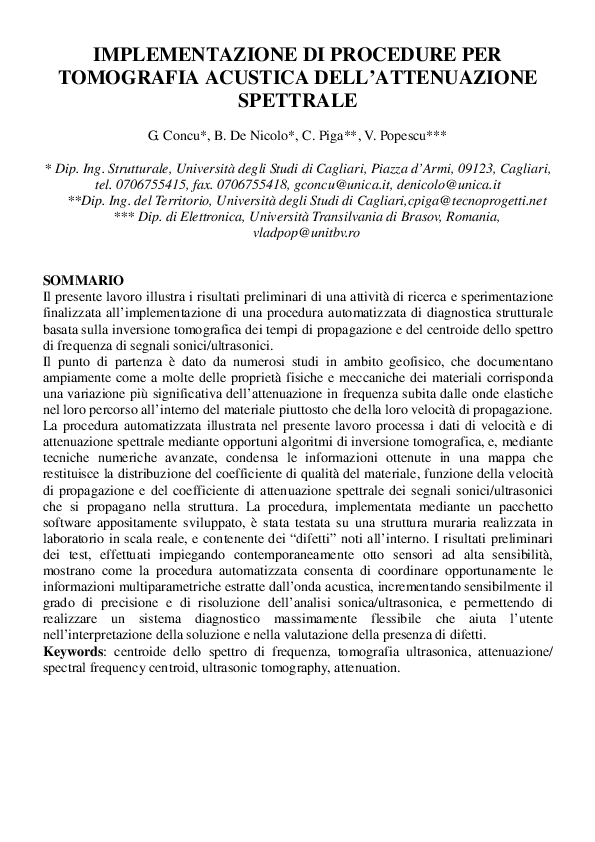 (PDF) Implementazione DI Procedure Per Tomografia Acustica Dell ...