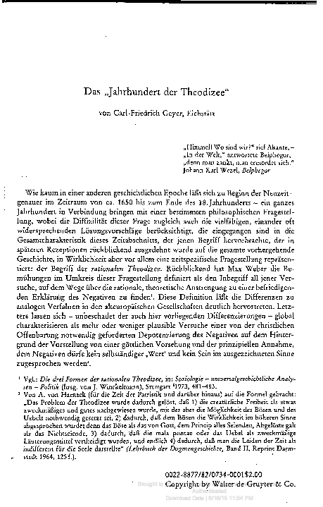 (PDF) Das „Jahrhundert der Theodizee“