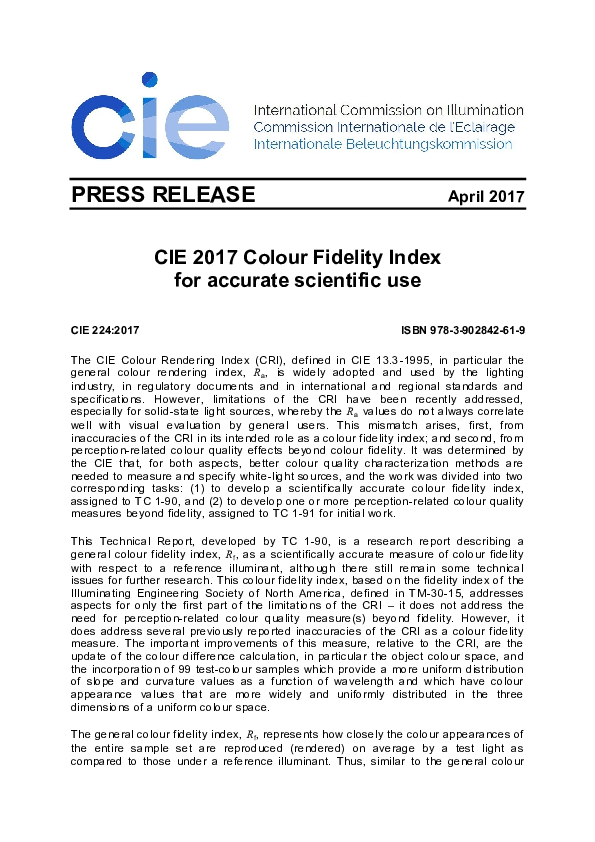 (PDF) CIE 2017 colour fidelity index for accurate scientific use | Yoshi Ohno - Academia.edu