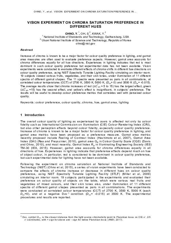 (PDF) Vision Experiment on Chroma Saturation Preference in Different Hues