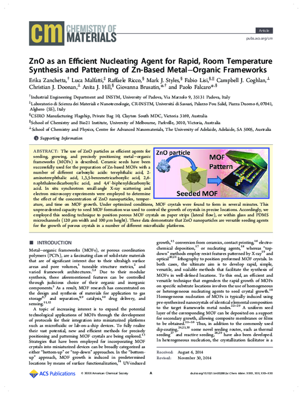 (PDF) ZnO as an Efficient Nucleating Agent for Rapid, Room Temperature Synthesis and Patterning ...