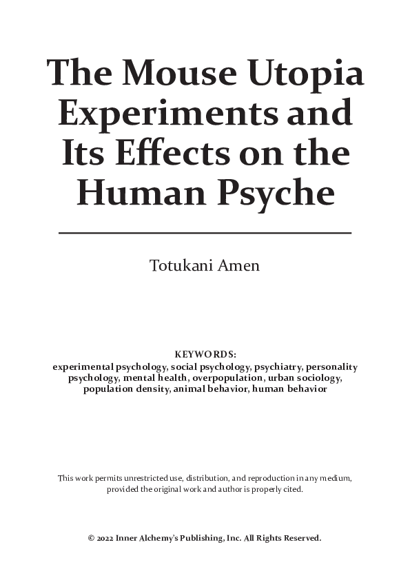 (PDF) The Mouse Utopia Experiments and Its Effects on the Human Psyche