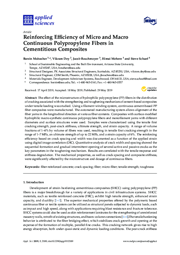 (PDF) Reinforcing Efficiency of Micro and Macro Continuous Polypropylene Fibers in Cementitious ...