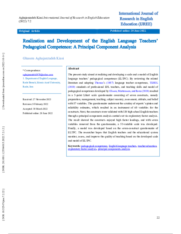 (PDF) Realization and Development of the English Language Teachers’ Pedagogical Competence: A ...