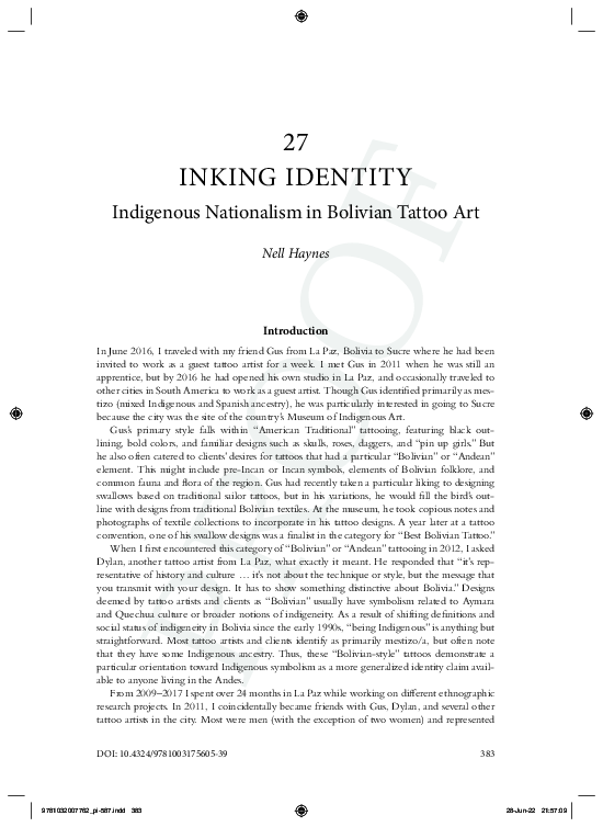 (PDF) Inking Identity: Indigenous Nationalism in Bolivian Tattoo Art