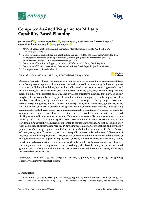 (PDF) Computer Assisted Wargame for Military Capability-Based Planning ...