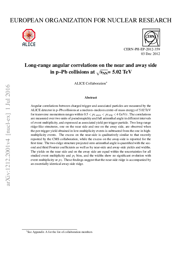 (PDF) Long-range angular correlations on the near and away side in p–Pb collisions at sNN=5.02 TeV