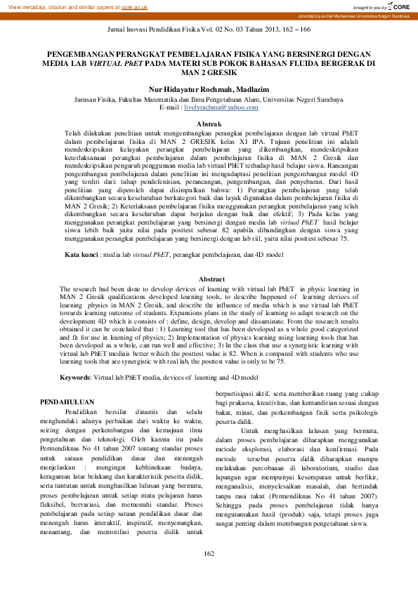 (PDF) PENGEMBANGAN PERANGKAT PEMBELAJARAN FISIKA YANG BERSINERGI DENGAN MEDIA LAB VIRTUAL PhET ...