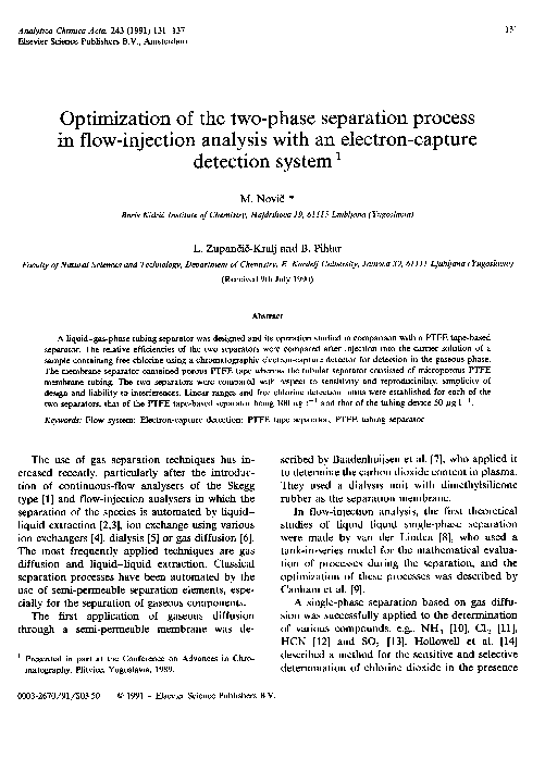 Pdf Optimization Of The Two Phase Separation Process In Flow Injection Analysis With An