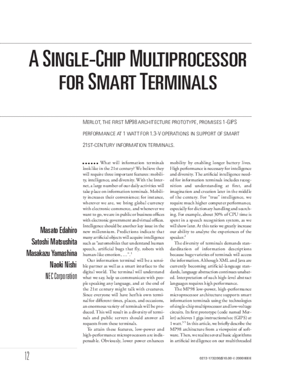 (PDF) A single-chip multiprocessor for smart terminals