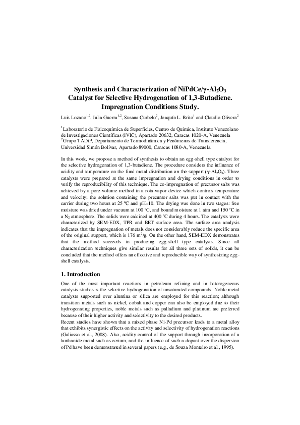 (PDF) Synthesis and Characterization of Nipdce/?-al2o3 Catalyst for ...