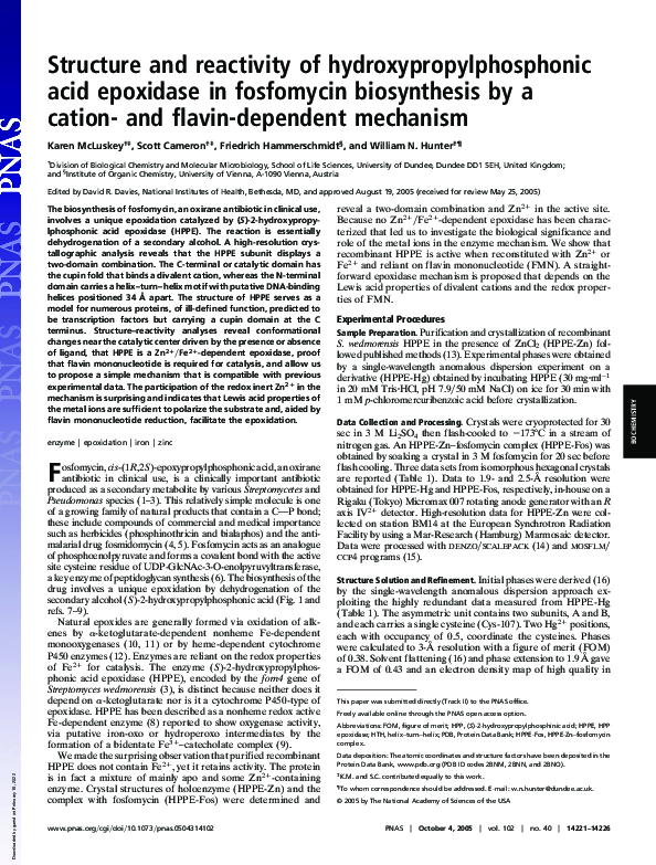 (PDF) Structure and reactivity of hydroxypropylphosphonic acid ...