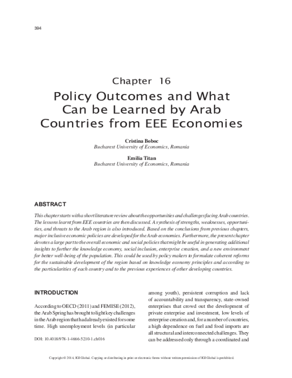(PDF) Policy Outcomes and What Can be Learned by Arab Countries from ...