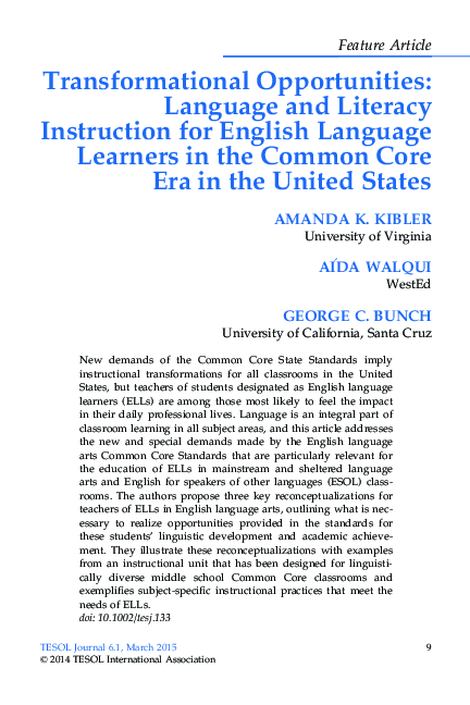 (PDF) Transformational Opportunities: Language and Literacy Instruction ...