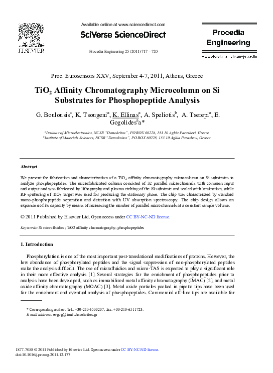 (PDF) TiO2 Affinity Chromatography Microcolumn on Si Substrates for ...