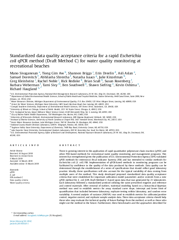 (PDF) Standardized data quality acceptance criteria for a rapid ...