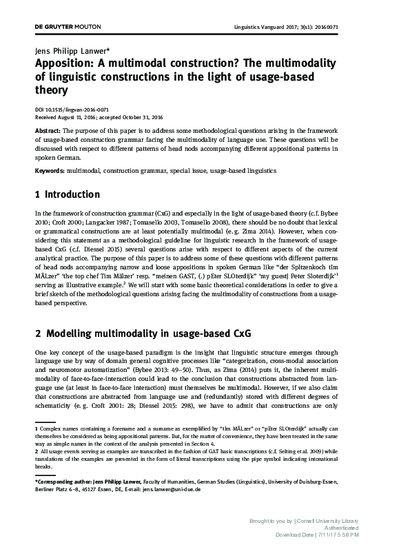 (PDF) Apposition: A multimodal construction? The multimodality of linguistic constructions in ...