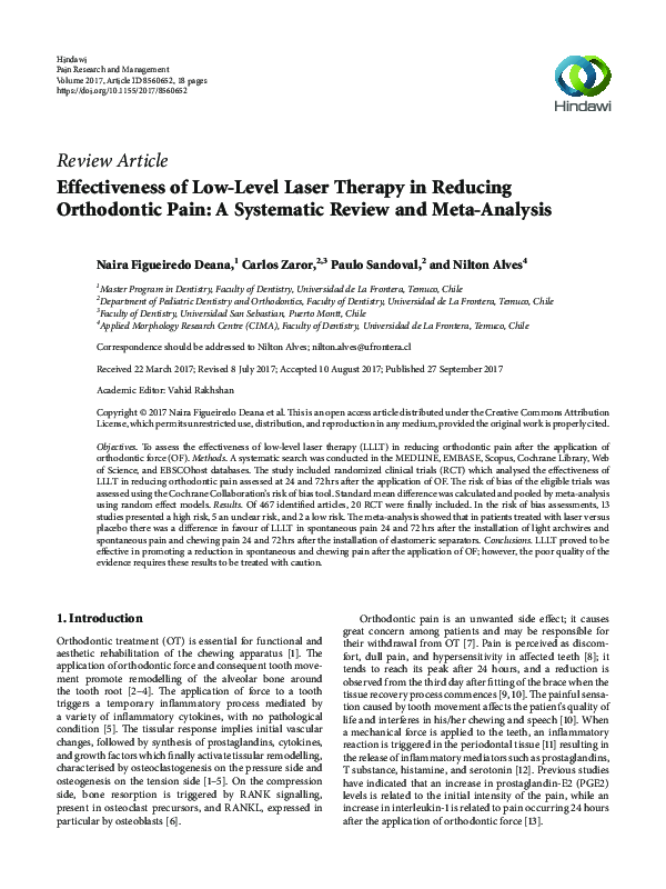 (PDF) Effectiveness of Low-Level Laser Therapy in Reducing Orthodontic Pain: A Systematic Review ...