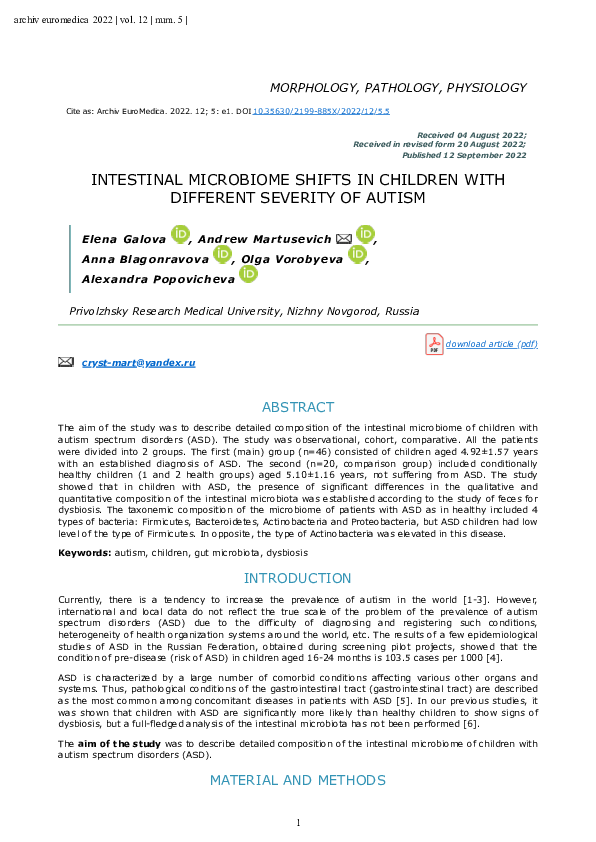(PDF) Intestinal Microbiome Shifts in Children with Different Severity ...