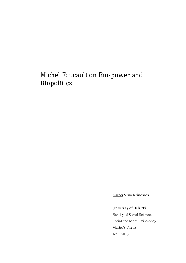 (PDF) Michel Foucault on Bio-power and Biopolitics