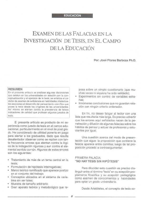 (PDF) Examenes de las falacias en la investigación de tesis, en el ...