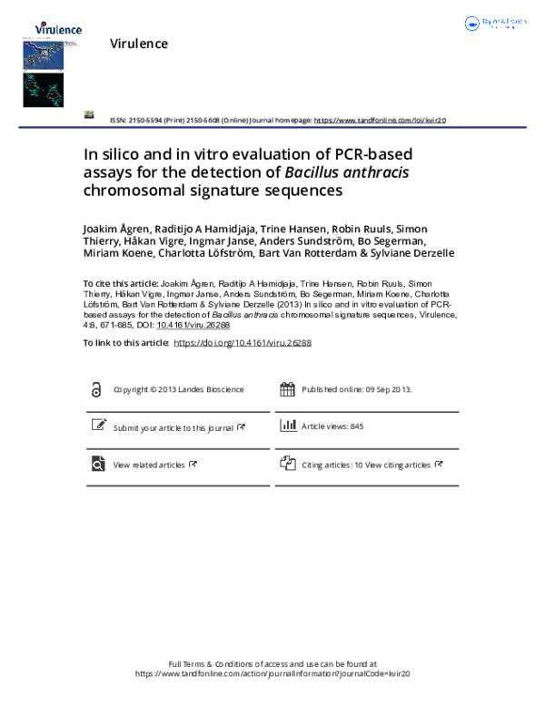 (PDF) In silico and in vitro evaluation of PCR-based assays for the ...
