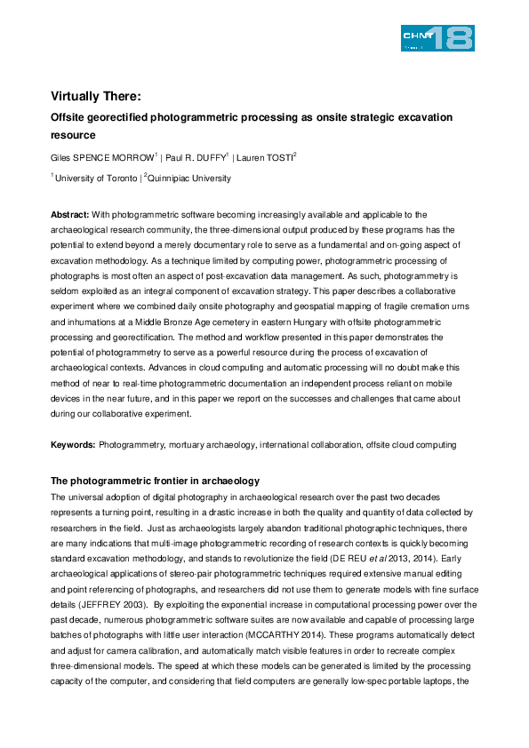 (PDF) Virtually There : Offsite georectified photogrammetric processing ...