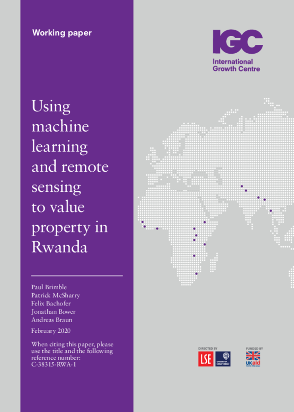 Pdf Using Machine Learning And Remote Sensing To Value Property In Rwanda