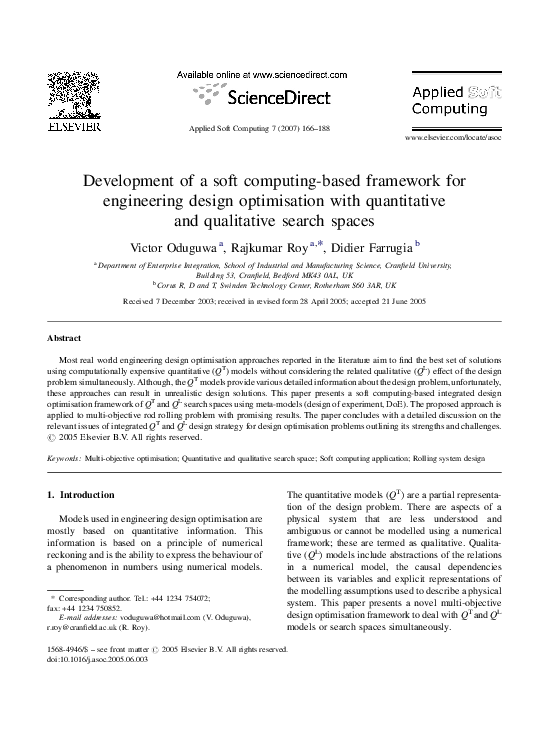 Pdf Development Of A Soft Computing Based Framework For Engineering Design Optimisation With