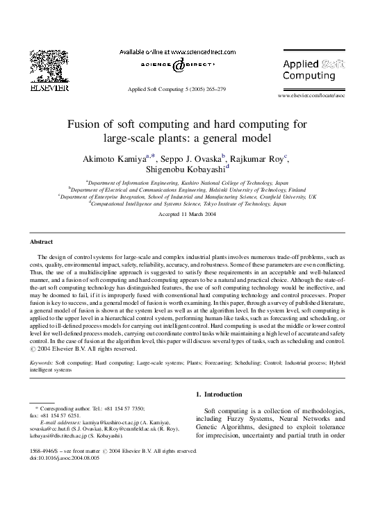 (PDF) Fusion of soft computing and hard computing for large-scale plants: a general model