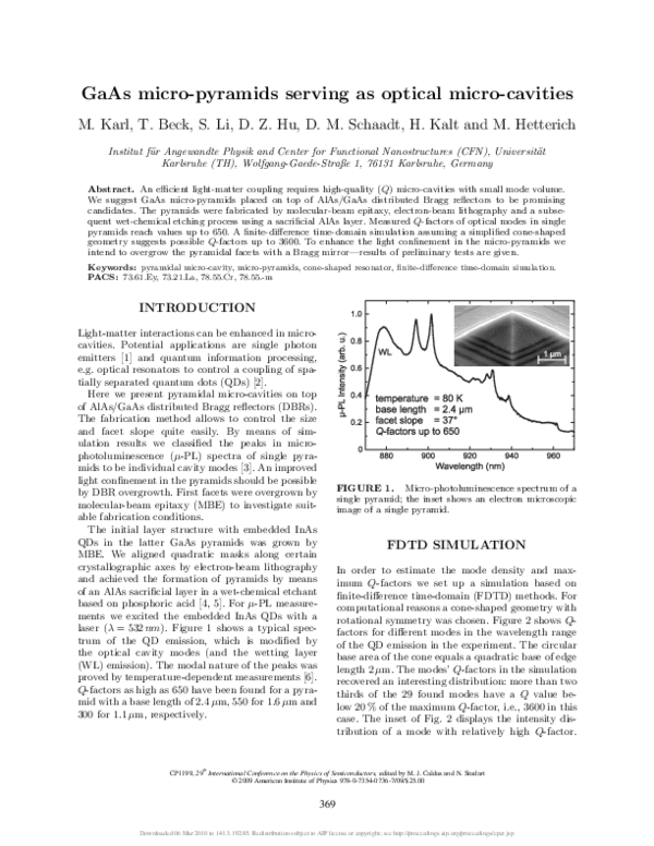 (PDF) GaAs micro-pyramids serving as optical micro-cavities