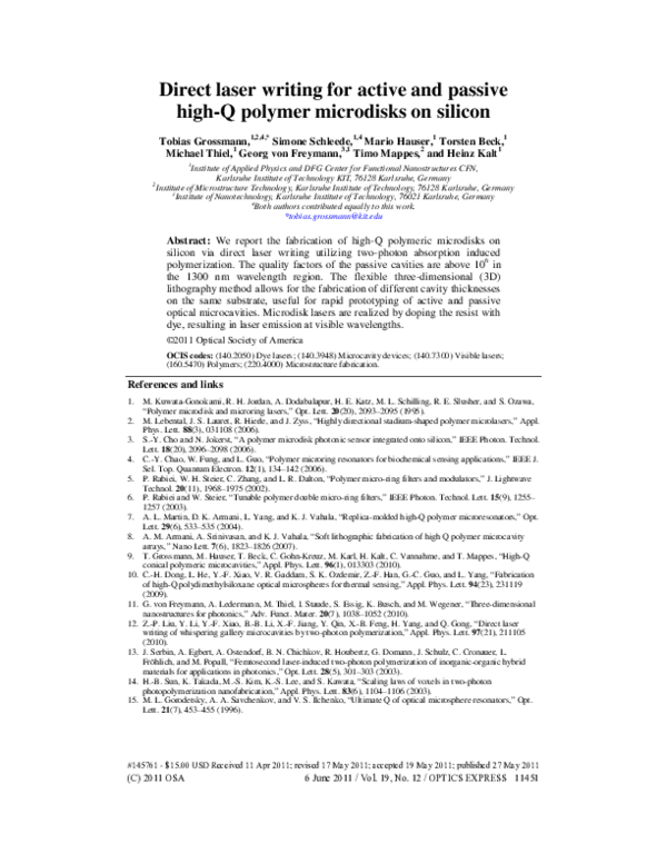 (PDF) Direct laser writing for active and passive high-Q polymer ...