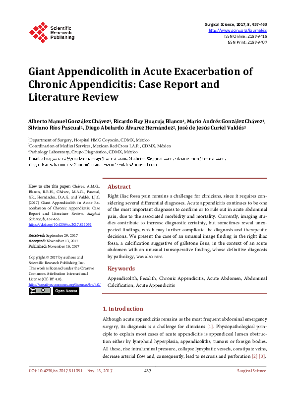 (PDF) Giant Appendicolith in Acute Exacerbation of Chronic Appendicitis ...