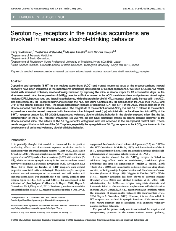 (PDF) Serotonin 2C receptors in the nucleus accumbens are involved in ...