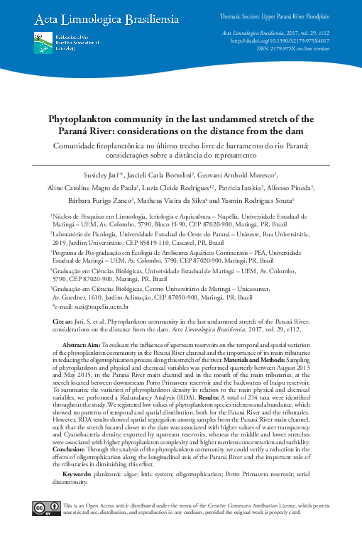 (PDF) Phytoplankton community in the last undammed stretch of the ...