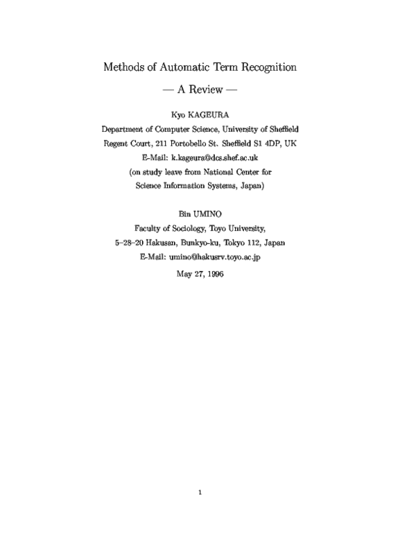 (PDF) Overview of Automatic Term Recognition Methods