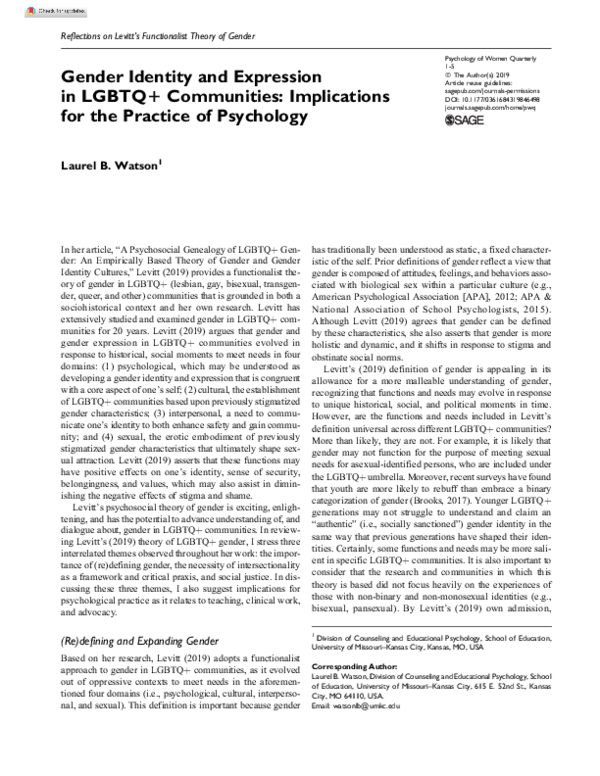 (PDF) Gender Identity and Expression in LGBTQ+ Communities ...