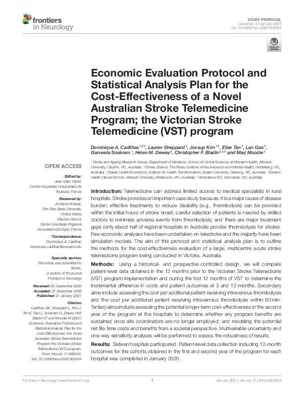 (PDF) Economic Evaluation Protocol and Statistical Analysis Plan for the Cost-Effectiveness of a ...
