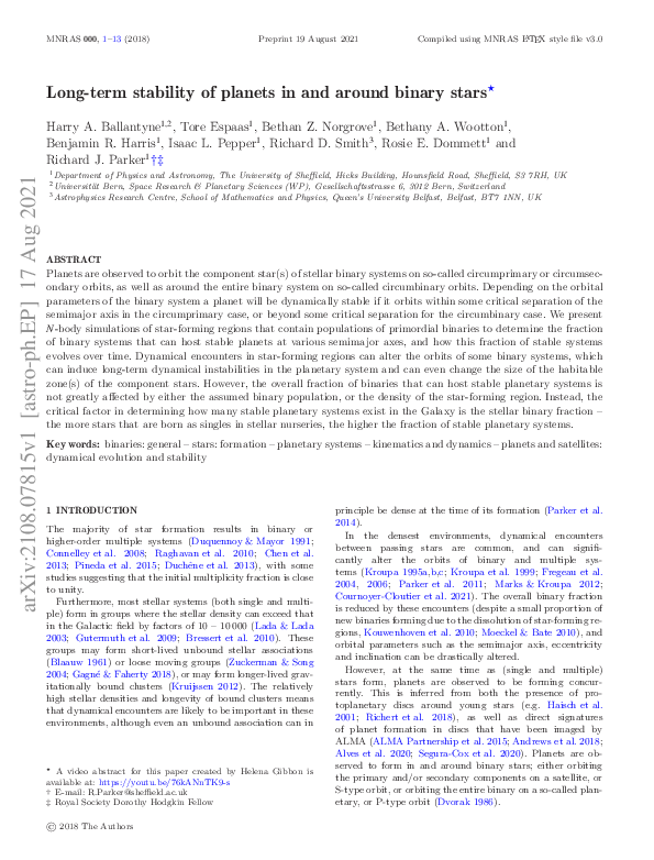 (PDF) Long-term stability of planets in and around binary stars