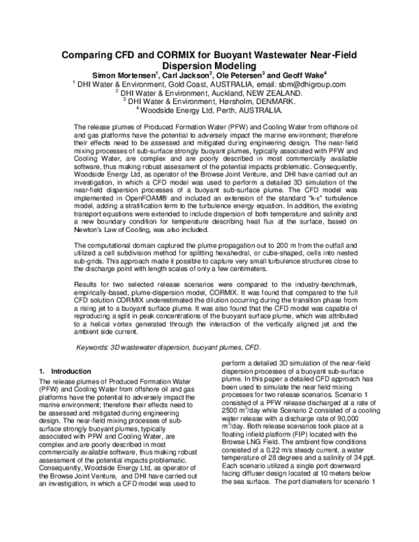 (PDF) Comparing CFD and CORMIX for buoyant wastewater near-field dispersion modeling | ole ...