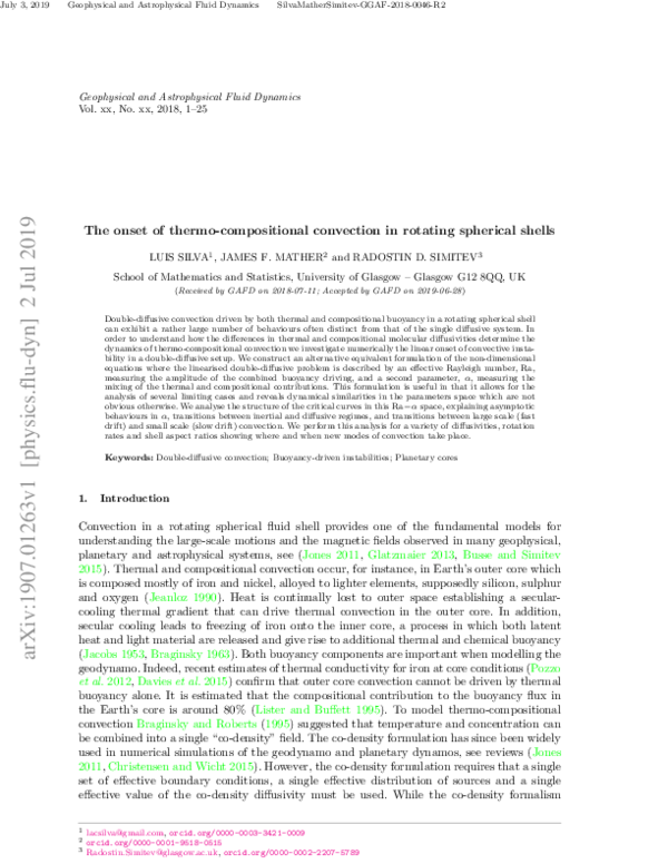 (PDF) The onset of thermo-compositional convection in rotating spherical shells