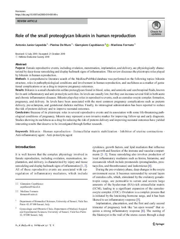 (PDF) Role of the small proteoglycan bikunin in human reproduction