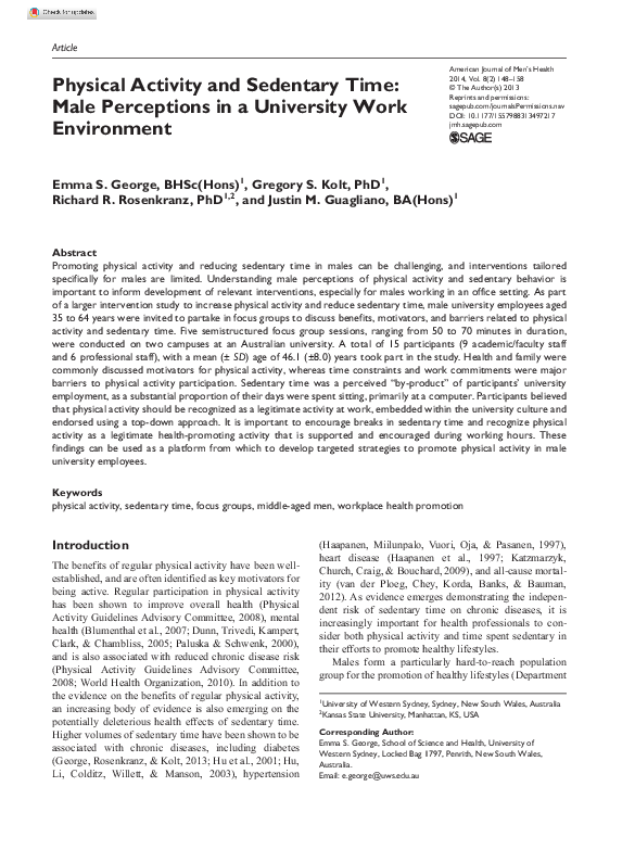 (PDF) Physical Activity and Sedentary Time