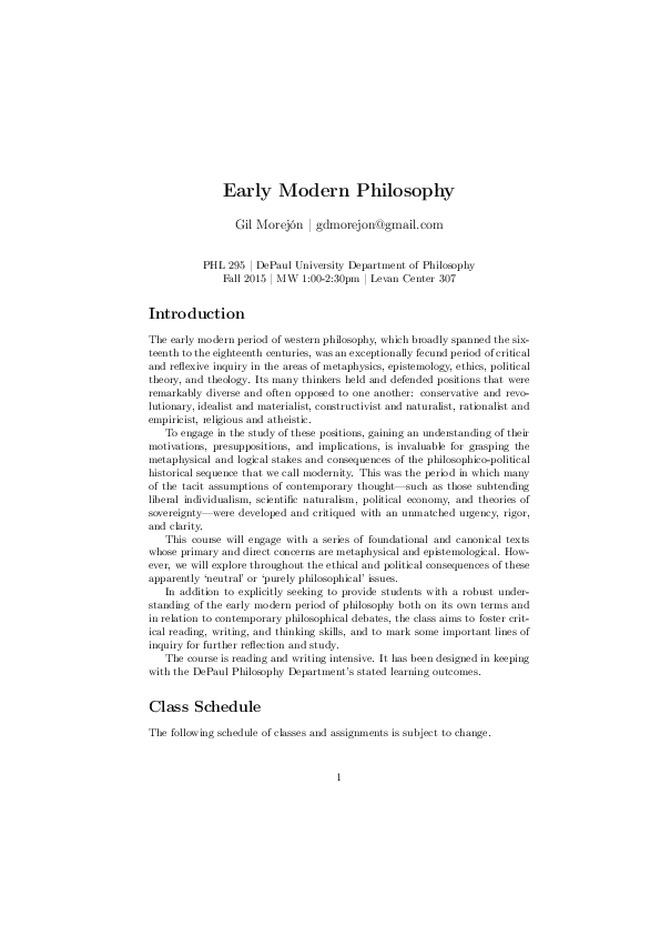 (PDF) Early Modern Philosophy (Fall 2015)