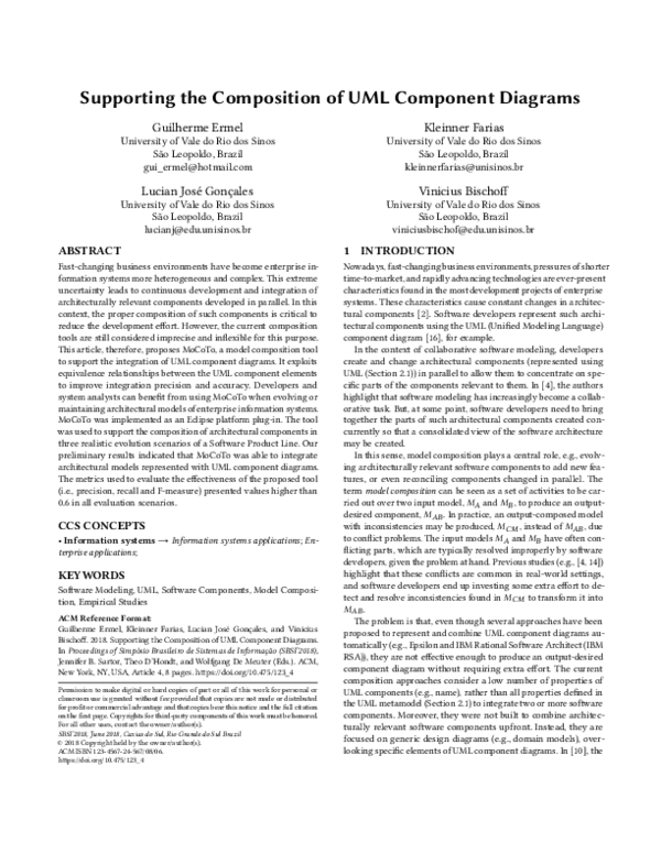 (PDF) Supporting the Composition of UML Component Diagrams | Lucian ...