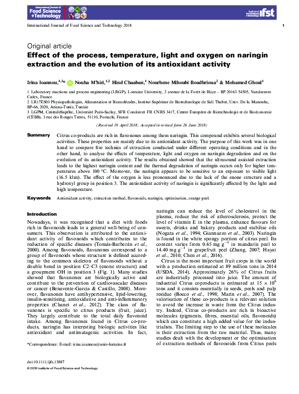 (PDF) Effect of the process, temperature, light and oxygen on naringin ...