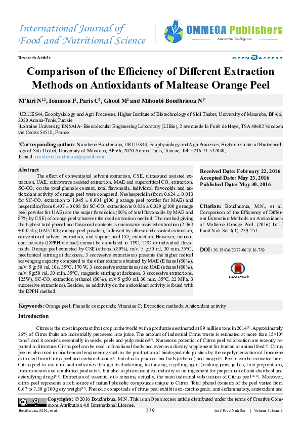 (PDF) Comparison of the Efficiency of Different Extraction Methods on ...